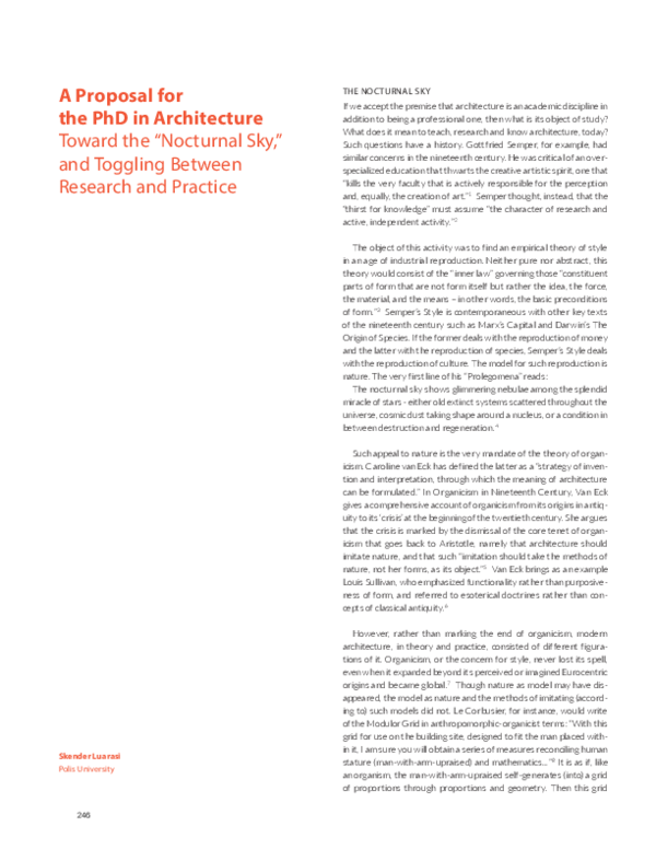 (PDF) A Proposal for the PhD in Architecture: Toward the “Nocturnal Sky,” and Toggling Between ...
