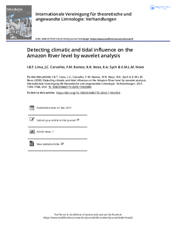 (PDF) Detecting climatic and tidal influence on the Amazon River level by wavelet analysis