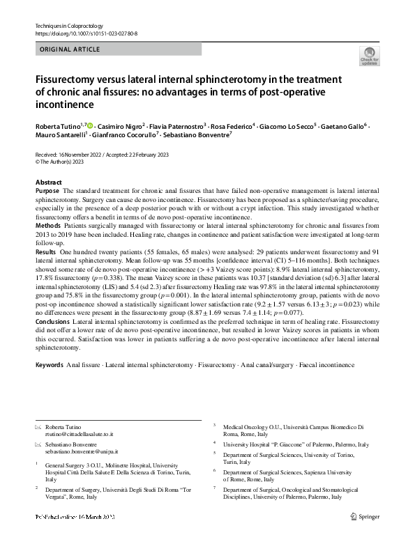 (PDF) Fissurectomy versus lateral internal sphincterotomy in the ...