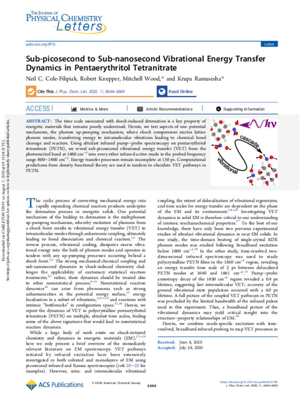 (PDF) Sub-picosecond to Sub-nanosecond Vibrational Energy Transfer ...