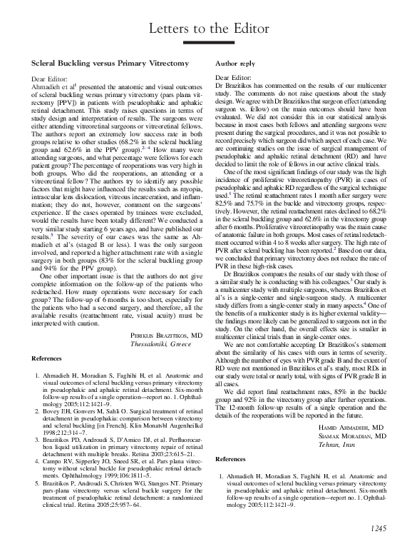 Pdf Scleral Buckling Versus Primary Vitrectomy Siamak Moradian