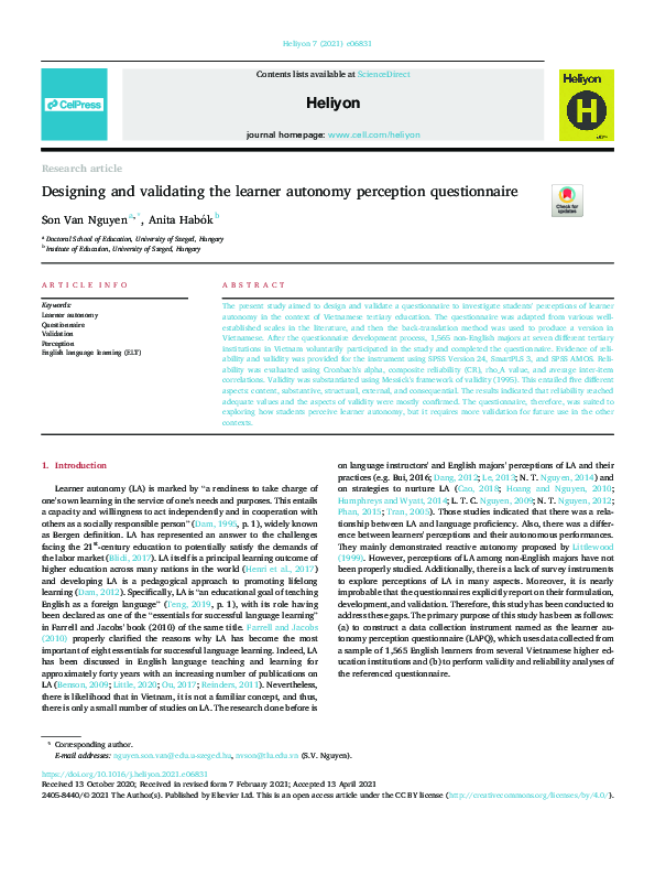 (PDF) Designing and validating the learner autonomy perception ...