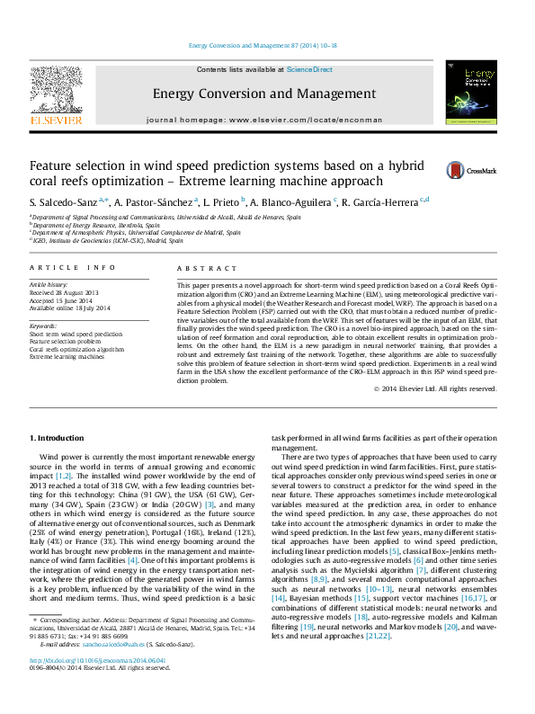 Pdf Feature Selection In Wind Speed Prediction Systems Based On A