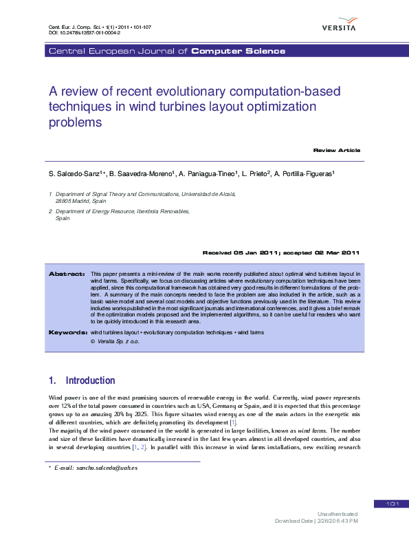 Pdf A Review Of Recent Evolutionary Computation Based Techniques In