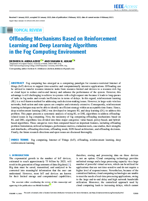 (PDF) Offloading Mechanisms Based on Reinforcement Learning and Deep Learning Algorithms in the ...
