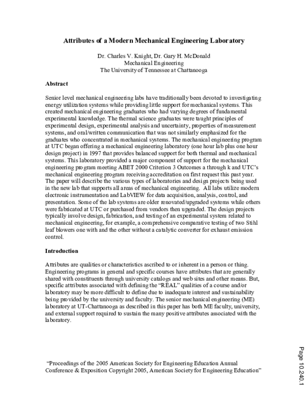 (PDF) Attributes Of A Modern Mechancial Engineering Laboratory