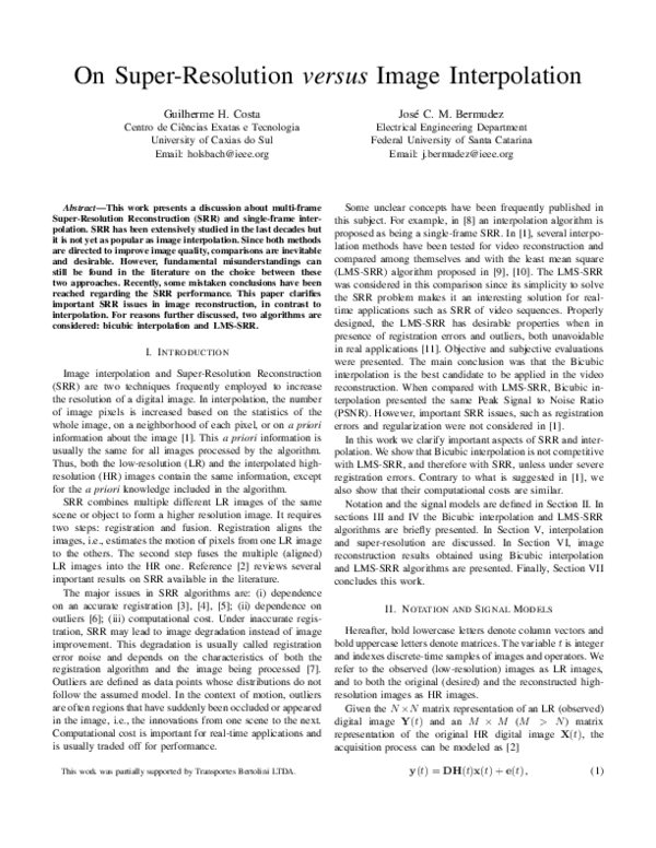 (PDF) On Super-Resolution versus Image Interpolation