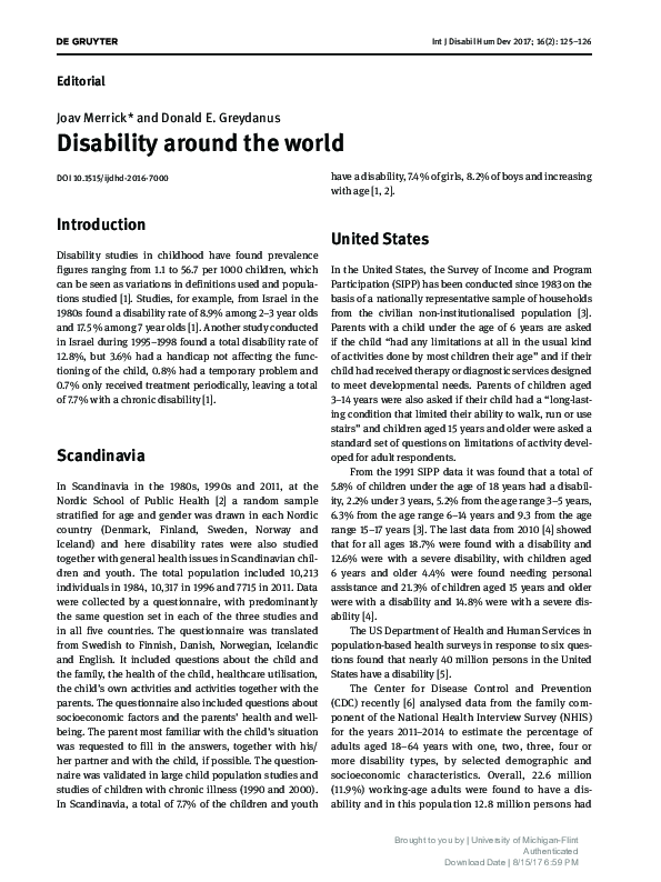 (PDF) Disability around the world