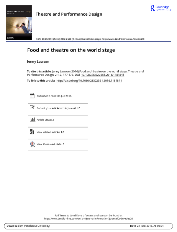 (PDF) Food and Theatre on the World Stage