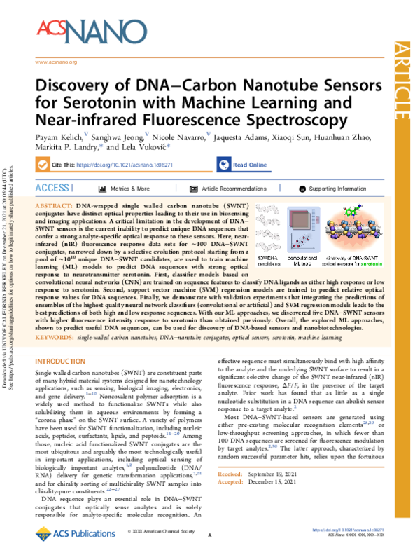(PDF) Discovery of DNA–Carbon Nanotube Sensors for Serotonin with ...