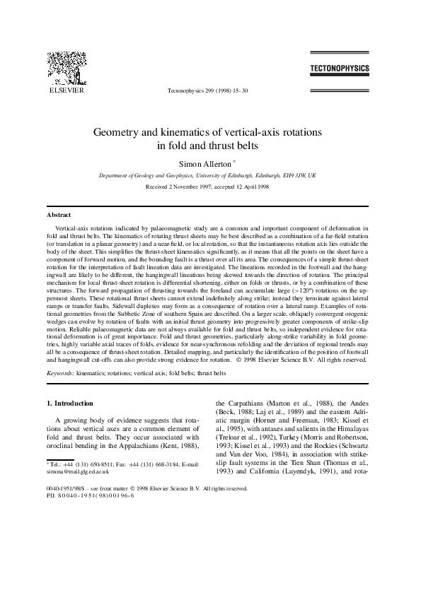(PDF) Geometry and kinematics of vertical-axis rotations in fold and ...