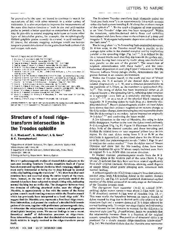 (PDF) Structure of a fossil ridge–transform intersection in the Troodos ...
