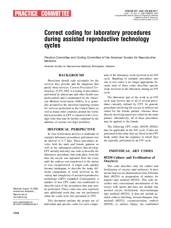 (PDF) Correct coding for laboratory procedures during assisted ...