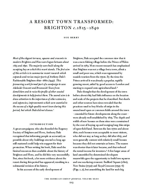 (PDF) Regency Brighton 1815-1840 - a resort town transformed