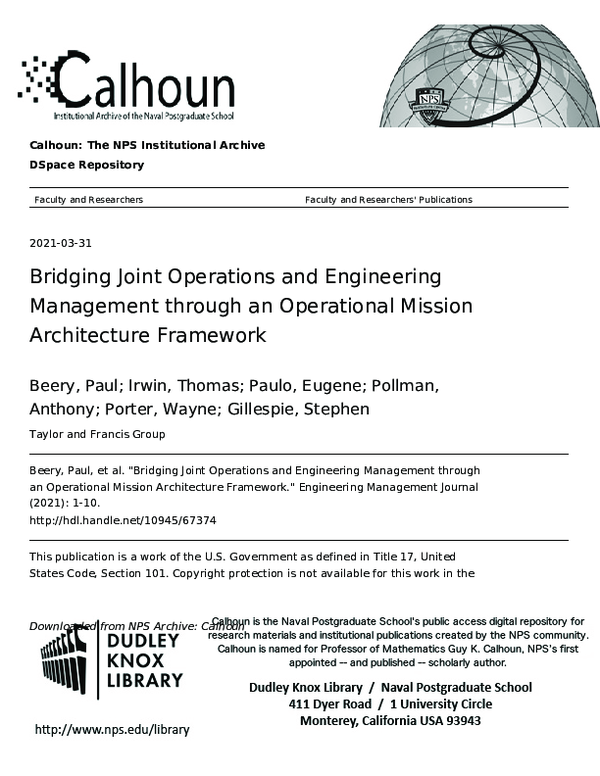 (PDF) Bridging Joint Operations and Engineering Management through an ...