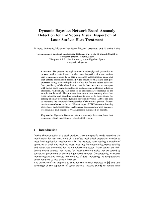 Pdf Dynamic Bayesian Network Based Anomaly Detection For In Process Visual Inspection Of Laser