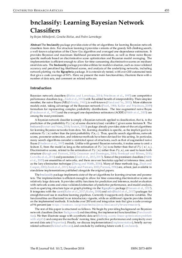 (PDF) bnclassify: Learning Bayesian Network Classifiers
