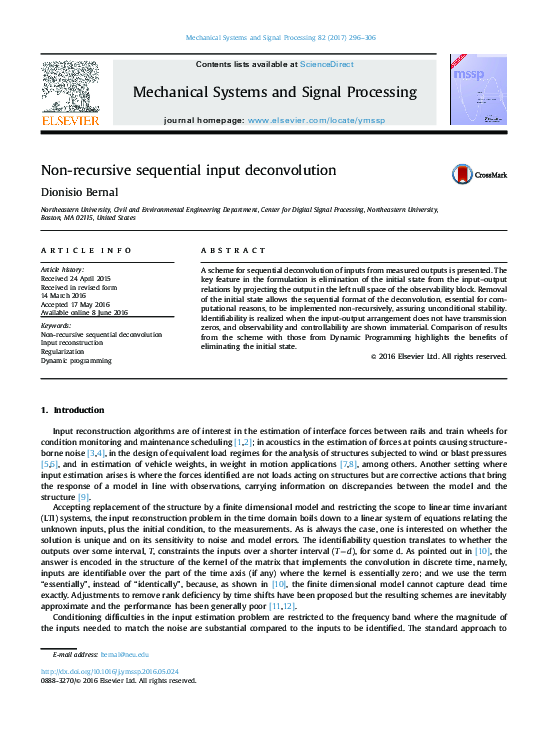 (PDF) Non-recursive sequential input deconvolution