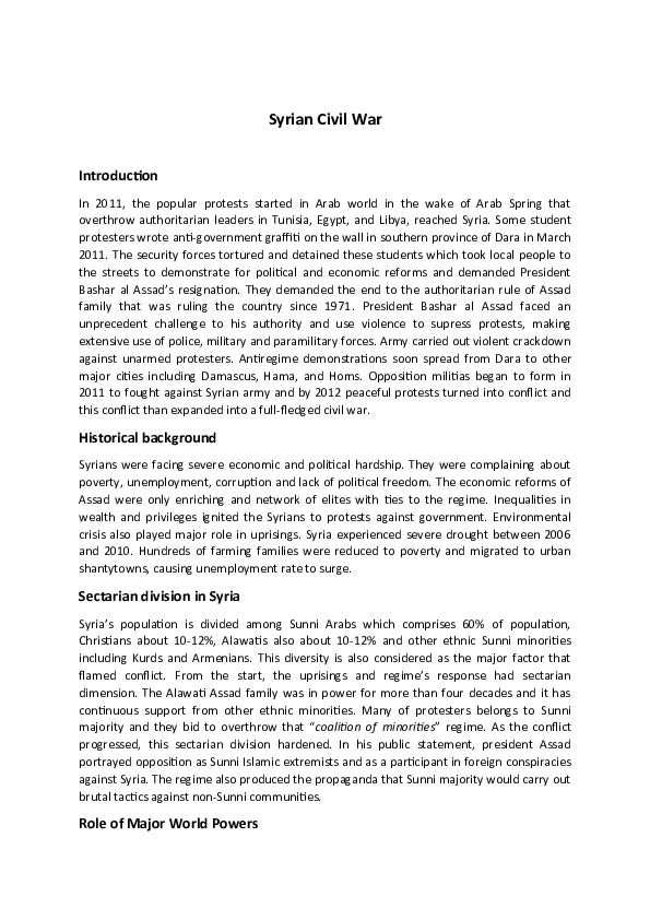 (DOC) Syrian Civil War