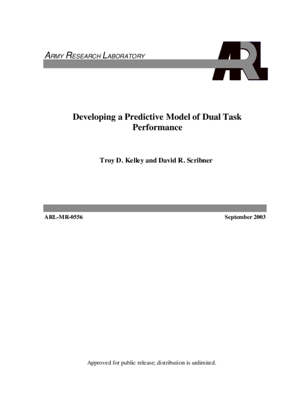 (PDF) Developing a Predictive Model of Dual Task Performance