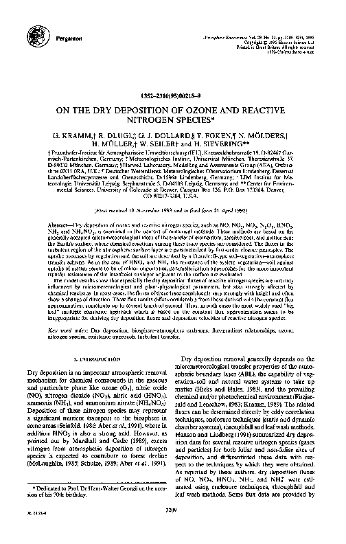(PDF) On the dry deposition of ozone and reactive nitrogen species ...