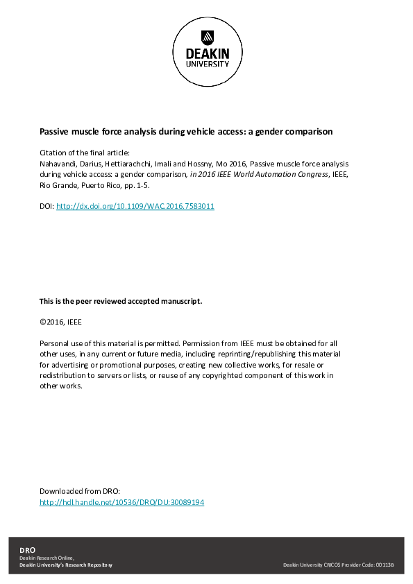 (PDF) Passive muscle force analysis during vehicle access: A gender ...