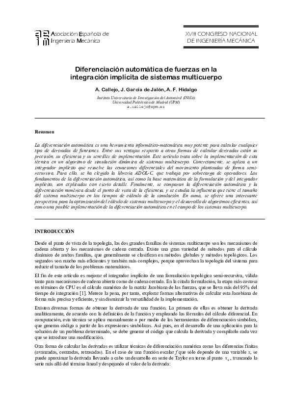 (PDF) Diferenciación automática de fuerzas en la integración implícita ...