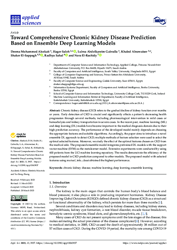 (PDF) Toward Comprehensive Chronic Kidney Disease Prediction Based on ...