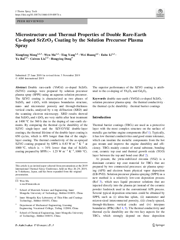 (PDF) Microstructure and Thermal Properties of Double Rare-Earth Co-doped SrZrO3 Coating by the ...