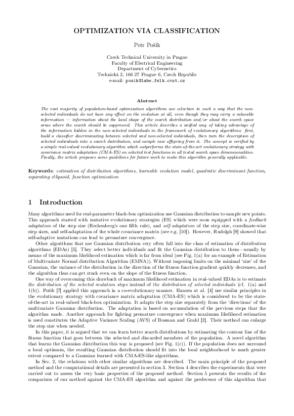 (PDF) Optimization via Classification
