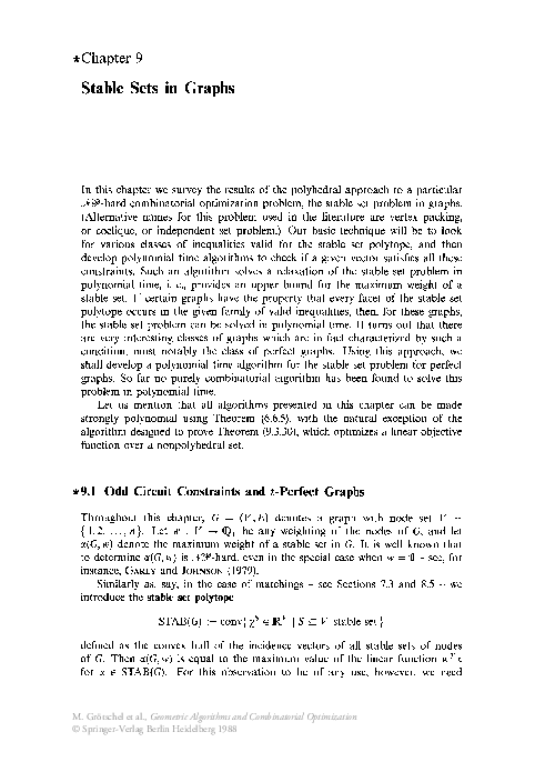 (PDF) Stable Sets in Graphs