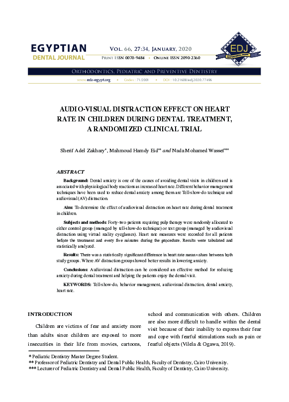 (PDF) Audio-Visual Distraction Effect on Heart Rate in Children during ...
