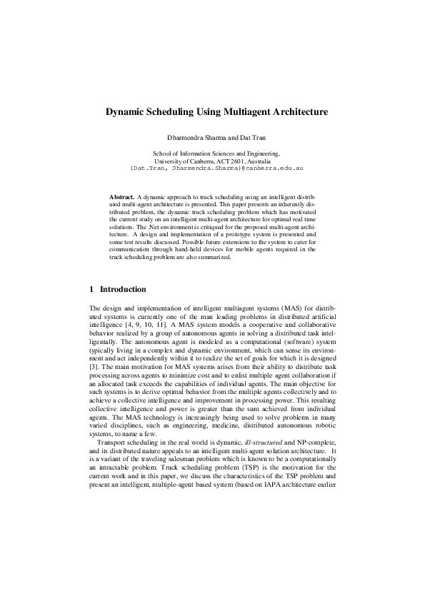 Pdf Dynamic Scheduling Using Multiagent Architecture