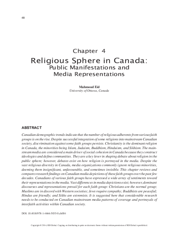 (PDF) Religious Sphere in Canada
