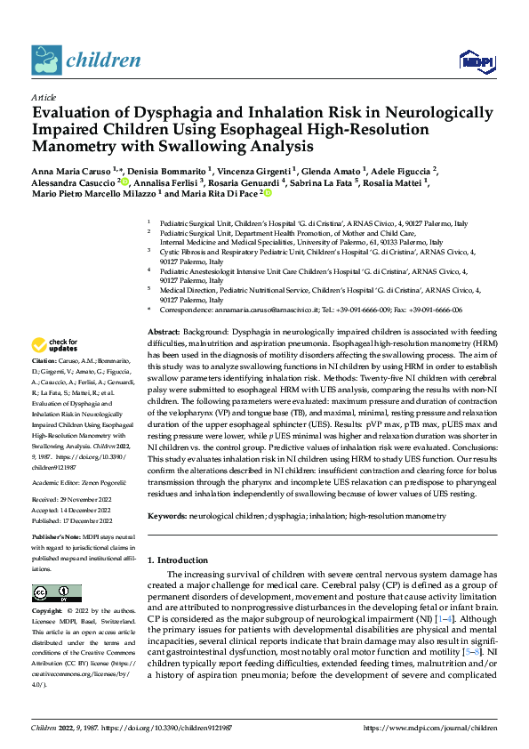 (PDF) Evaluation of Dysphagia and Inhalation Risk in Neurologically ...