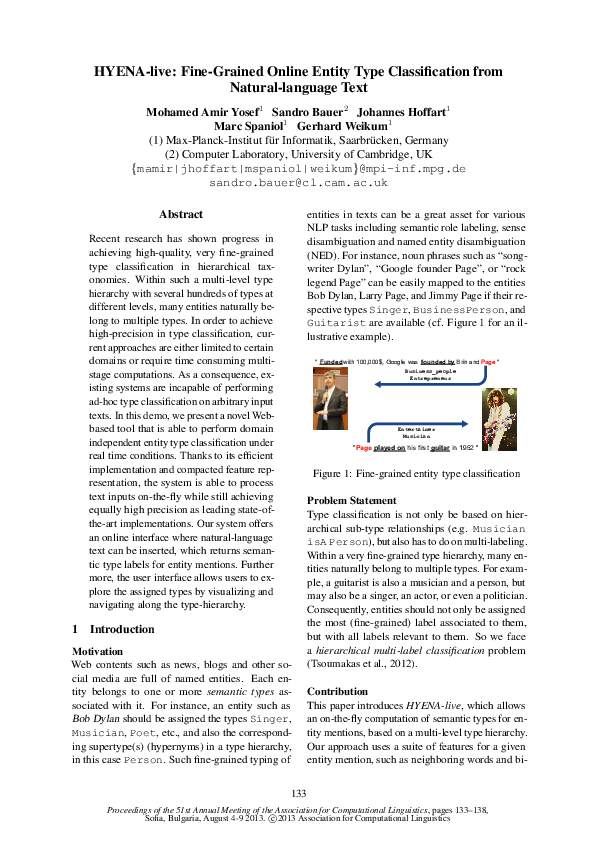 (PDF) HYENA-live: Fine-Grained Online Entity Type Classification from Natural-language Text ...