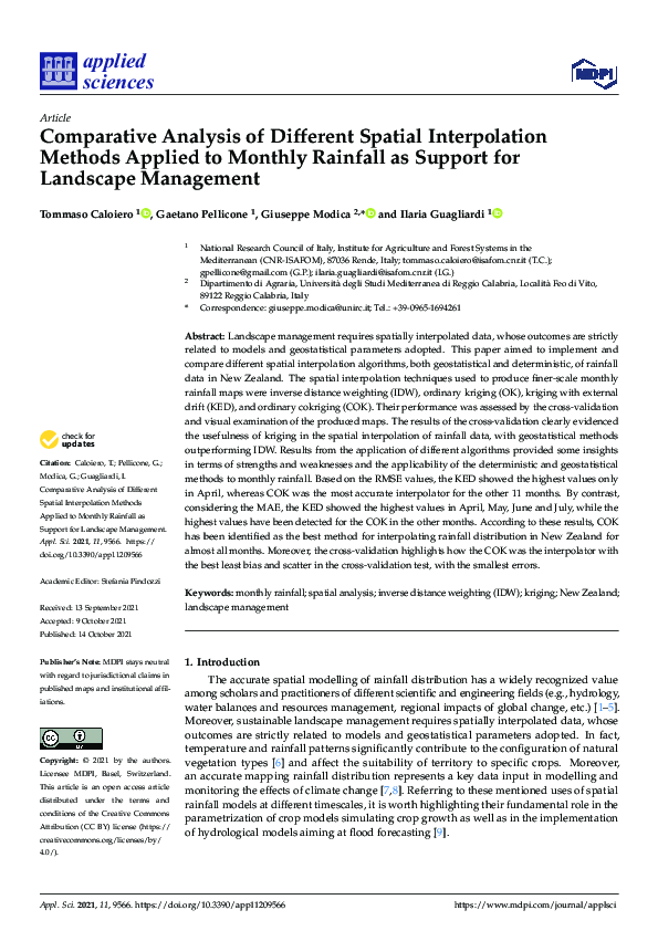 Pdf Comparative Analysis Of Different Spatial Interpolation Methods Applied To Monthly