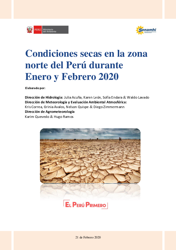 (PDF) Condiciones secas en la zona norte del Perú durante enero y ...