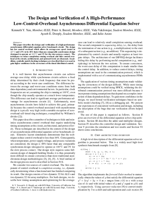 (PDF) The design and verification of a high-performance low-control-overhead asynchronous ...