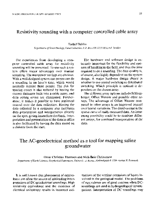 (PDF) The AC-geoelectrical method as a tool for mapping saline groundwater