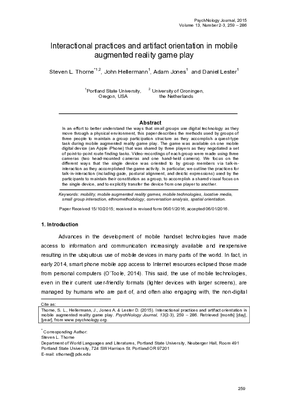 (PDF) Interactional practices and artifact orientation in mobile ...