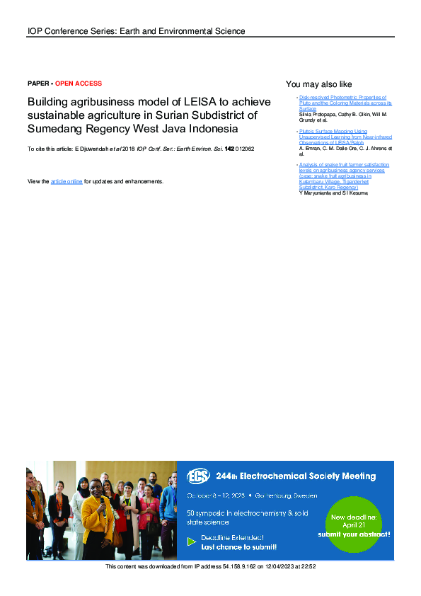 (PDF) Building agribusiness model of LEISA to achieve sustainable ...
