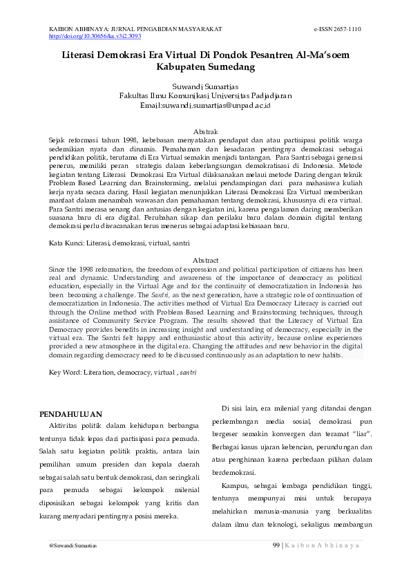 (PDF) Literacy of Virtual Era Democracy in Al-Ma'soem Islamic Boarding ...