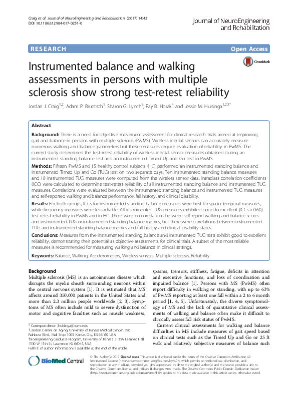 (PDF) Instrumented balance and walking assessments in persons with ...