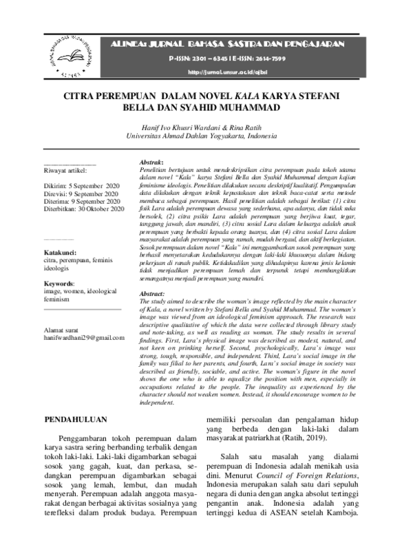 (PDF) Citra Perempuan dalam Novel "Kala" Karya Stefani Bella dan Syahid Muhammad