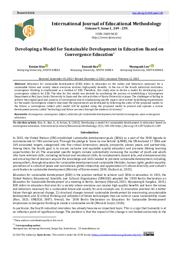 (PDF) Developing a Model for Sustainable Development in Education Based ...