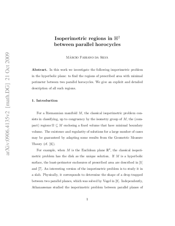 (PDF) Isoperimetric regions in H^ 2 between parallel horocycles ...