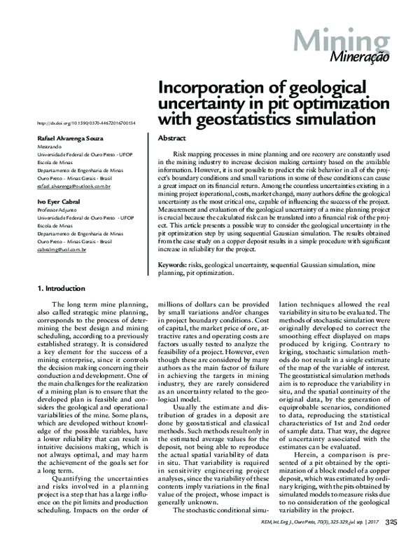 (PDF) Incorporation of geological uncertainty in pit optimization with ...