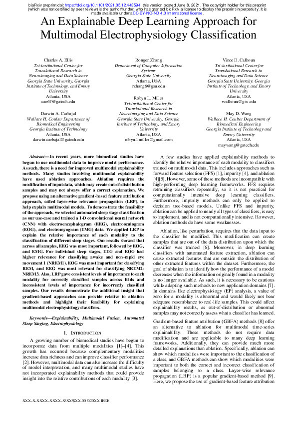 (PDF) An Explainable Deep Learning Approach for Multimodal Electrophysiology Classification