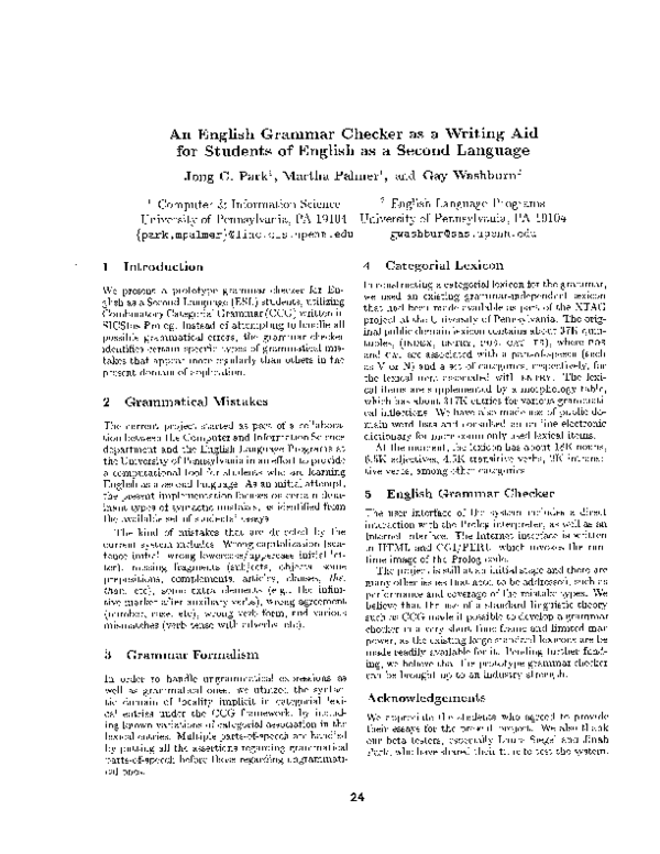 (PDF) An English grammar checker as a writing aid for students of ...